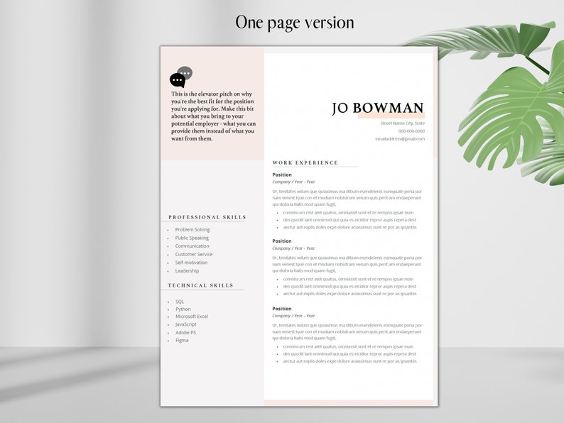 Minimalist Resume Template for Word Google Doc | Cover Letter | Modern ...