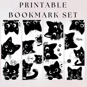Cat Lover Bookmark Set, Printable Bookworm Gift, Book Lover Reading ...