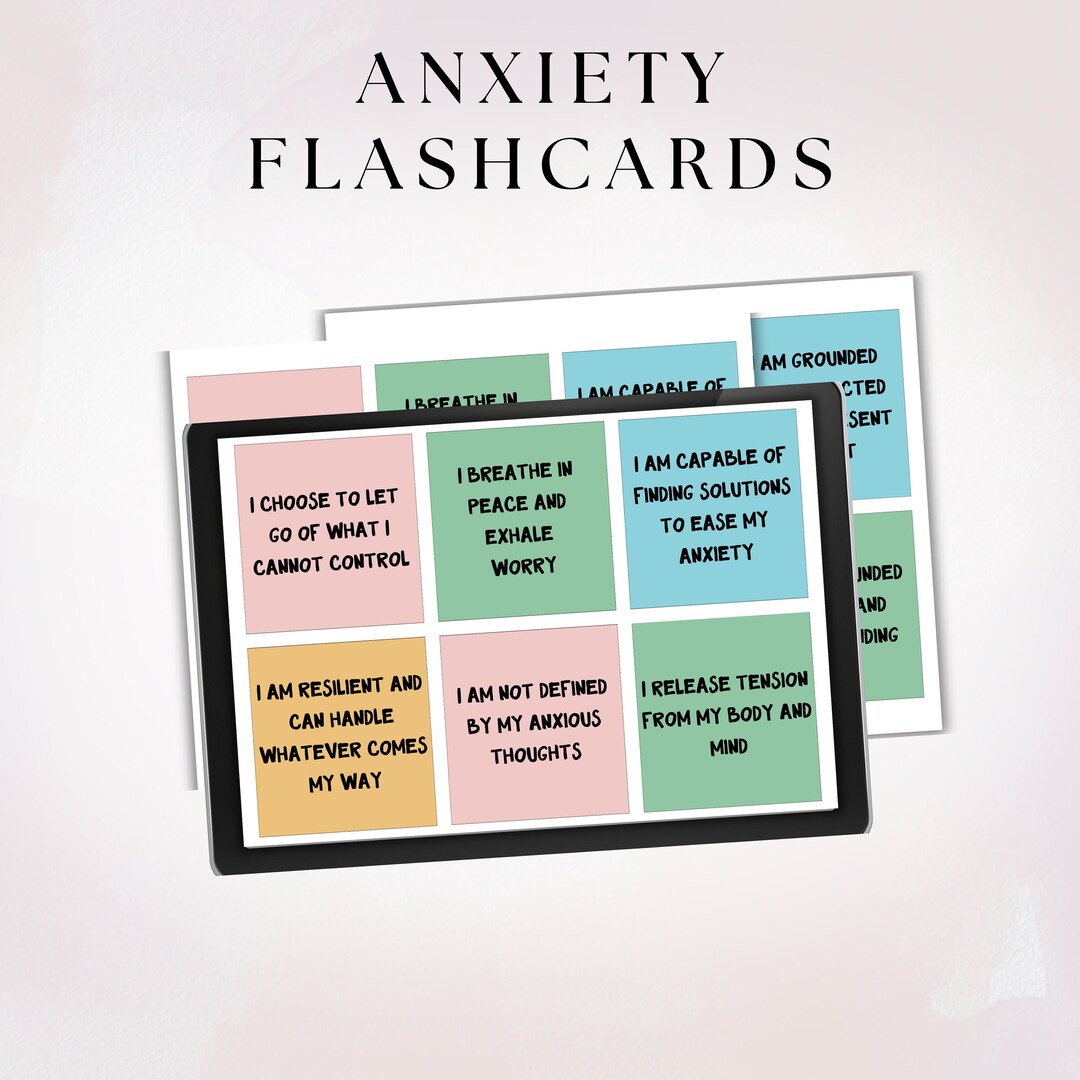 Anxiety Affirmation Cards Printable, Anxiety Relief Cards, Digital ...