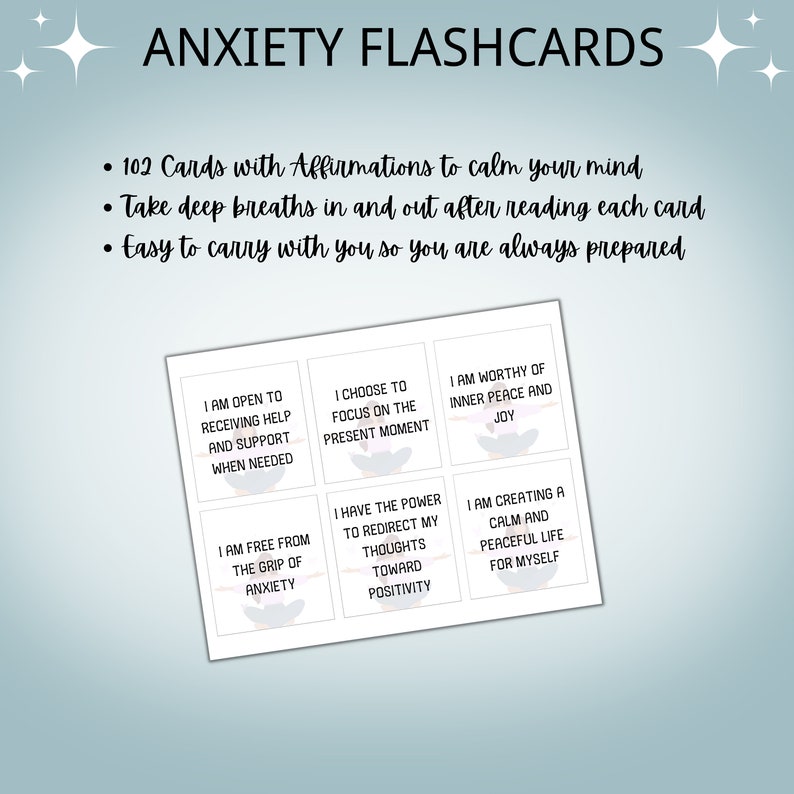102 Anxiety Coping Cards Printable Anxiety Flashcards Digital Mental ...