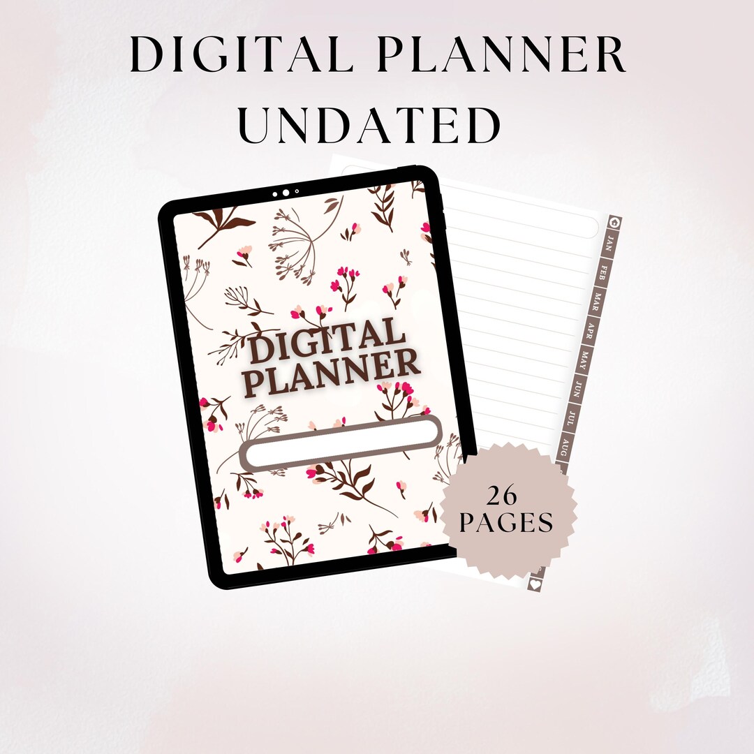 Undated Hyperlinked Digital Planner, Weekly & Yearly Organizer With ...