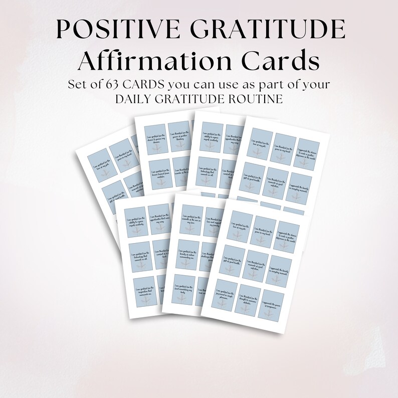 Gratitude Printable Affirmation Cards, Digital Mindfulness Affirmations ...
