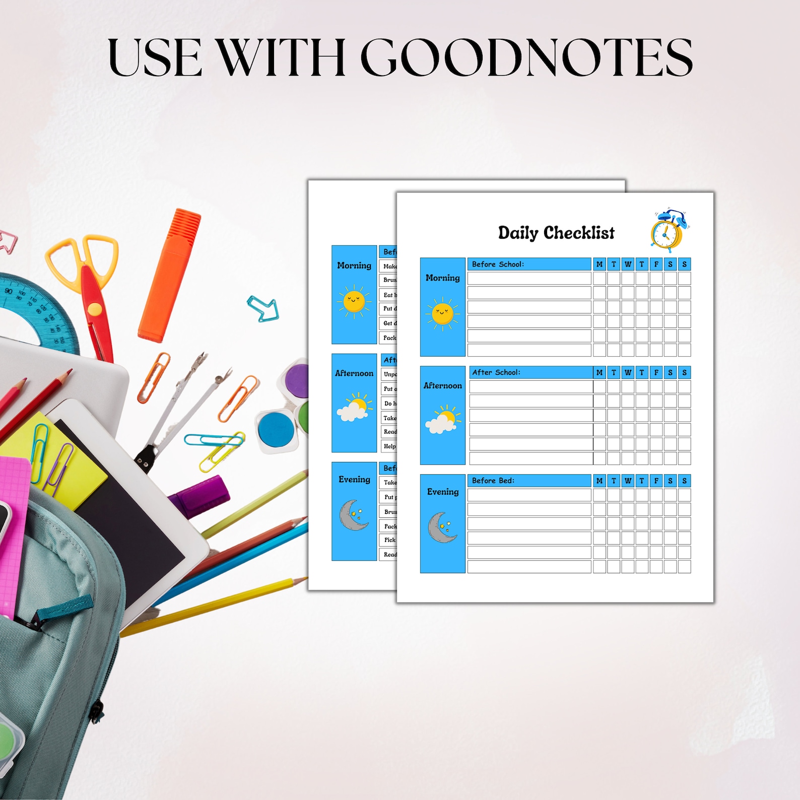 Back to School Daily Checklist Printable, Daily to Do Checklist for ...