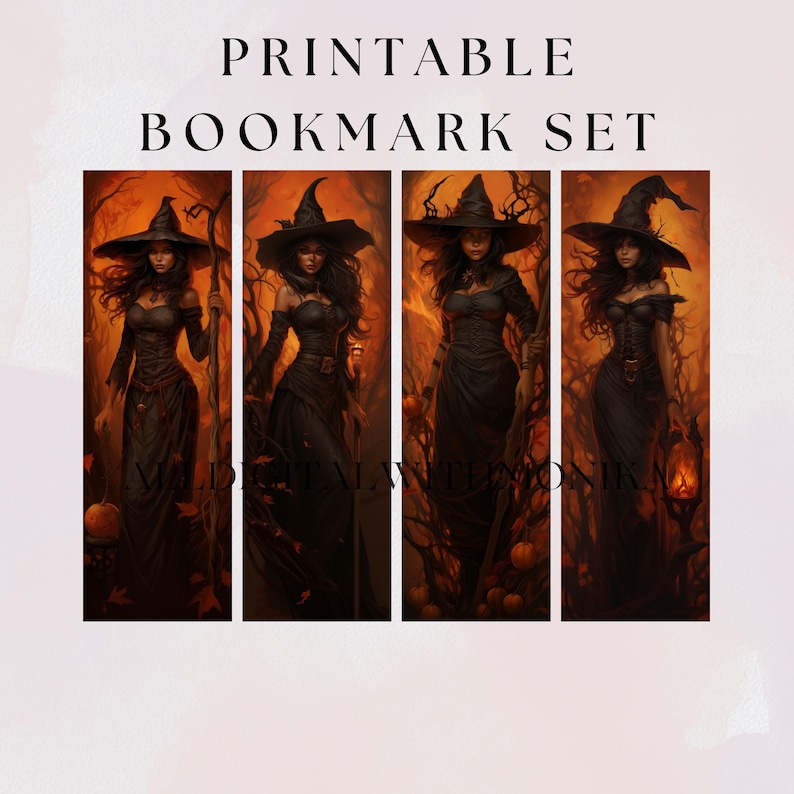 Witchy Bookmark Set Printable, Fantasy Lover Gift Digital Download ...