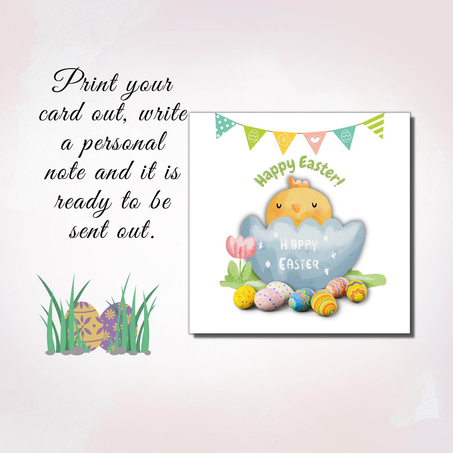 Printable Easter Greeting Card, Digital Happy Easter Card, Printable ...