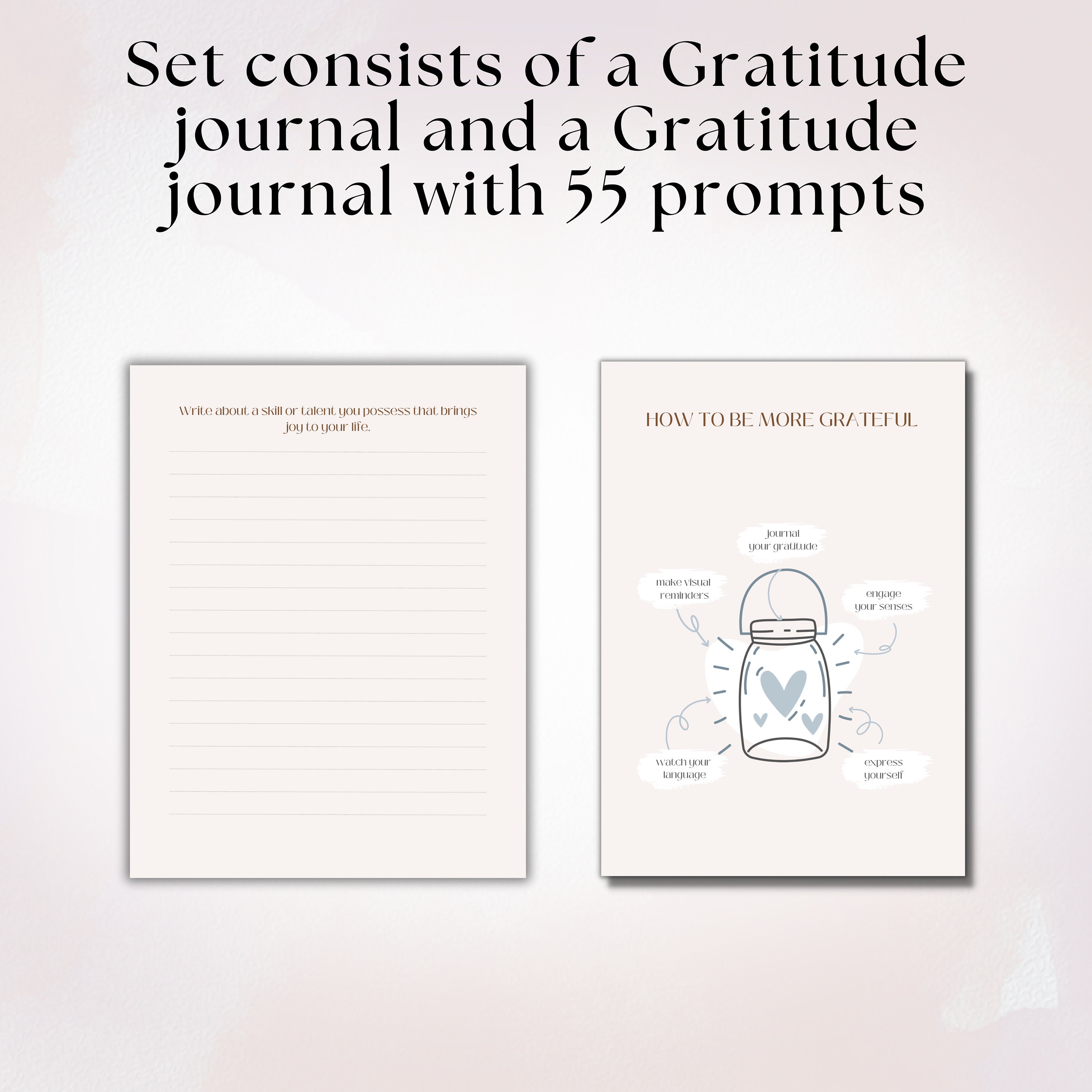 Gratitude Journal Printable Daily Gratitude Journal With Prompts ...