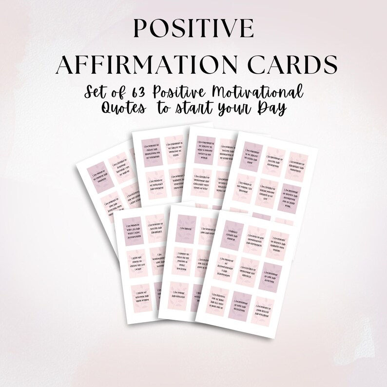 Printable Daily Affirmations, Digital Motivational Cards for Self ...