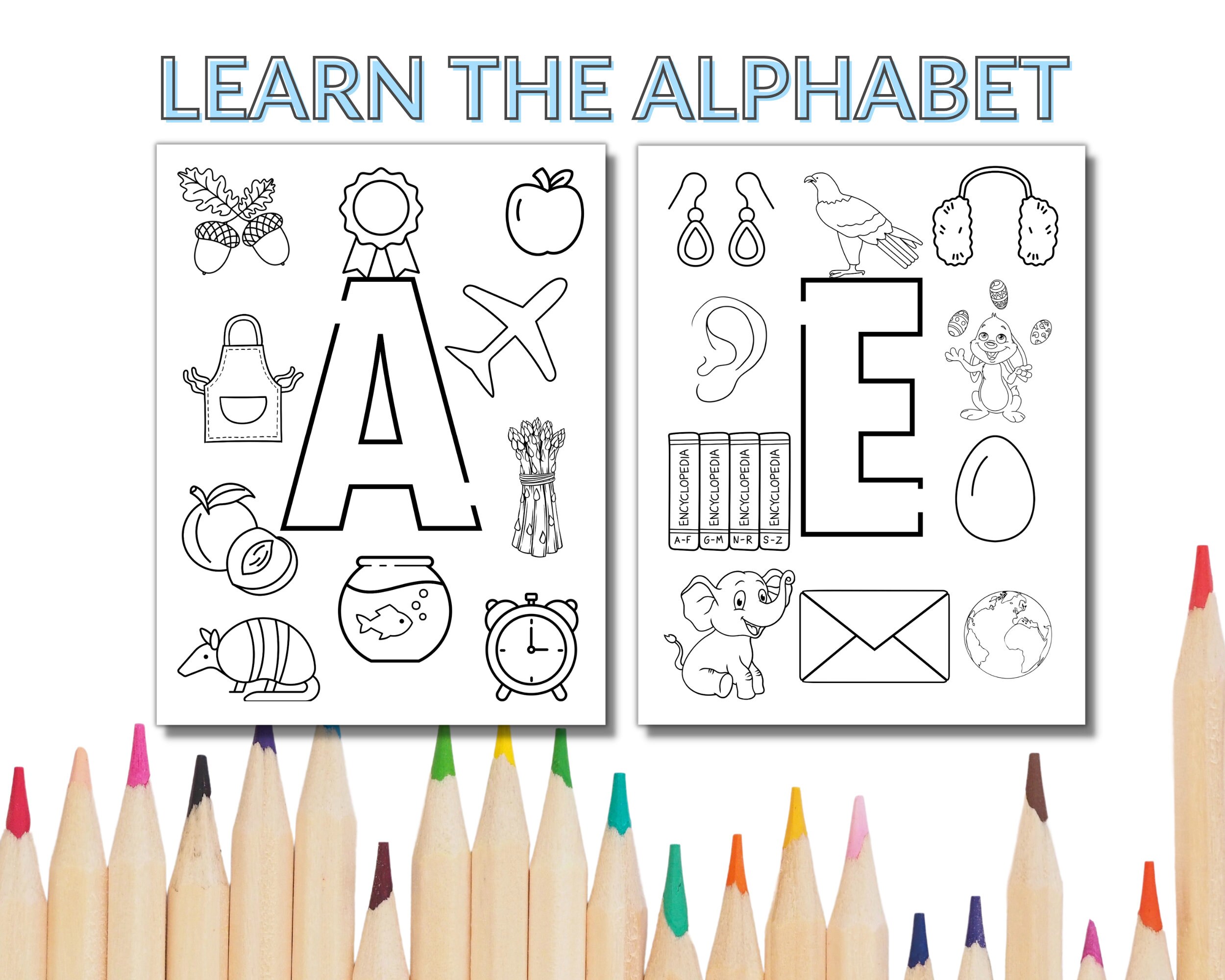 5 ABC Coloring Pages for Kids Coloring Page Printable Coloring - Etsy ...