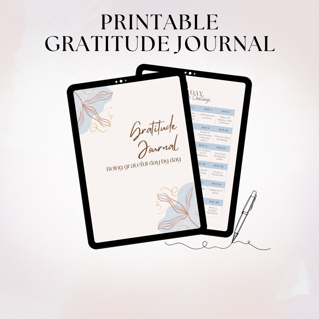 Printable Gratitude Journal, Daily Mindfulness Diary Digital Download ...
