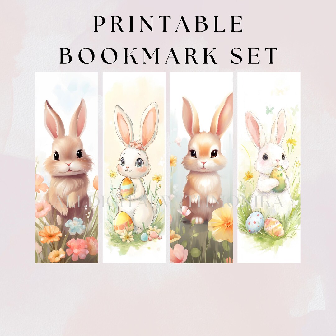 Cute Easter Bunny Bookmarks for Book Lovers Printable, Easter Gift ...