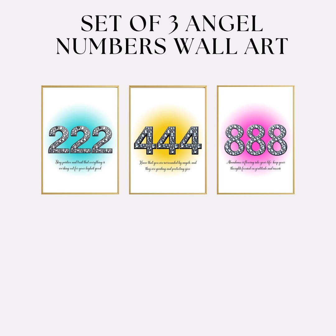 Printable Set of 3 Angel Numbers, Printable Aura Wall Art, Angel Number ...