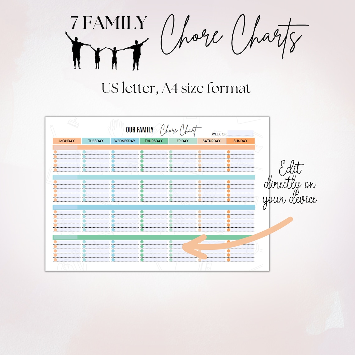 Family Cleaning Checklist Printable Cleaning Schedule Editable Cleaning ...