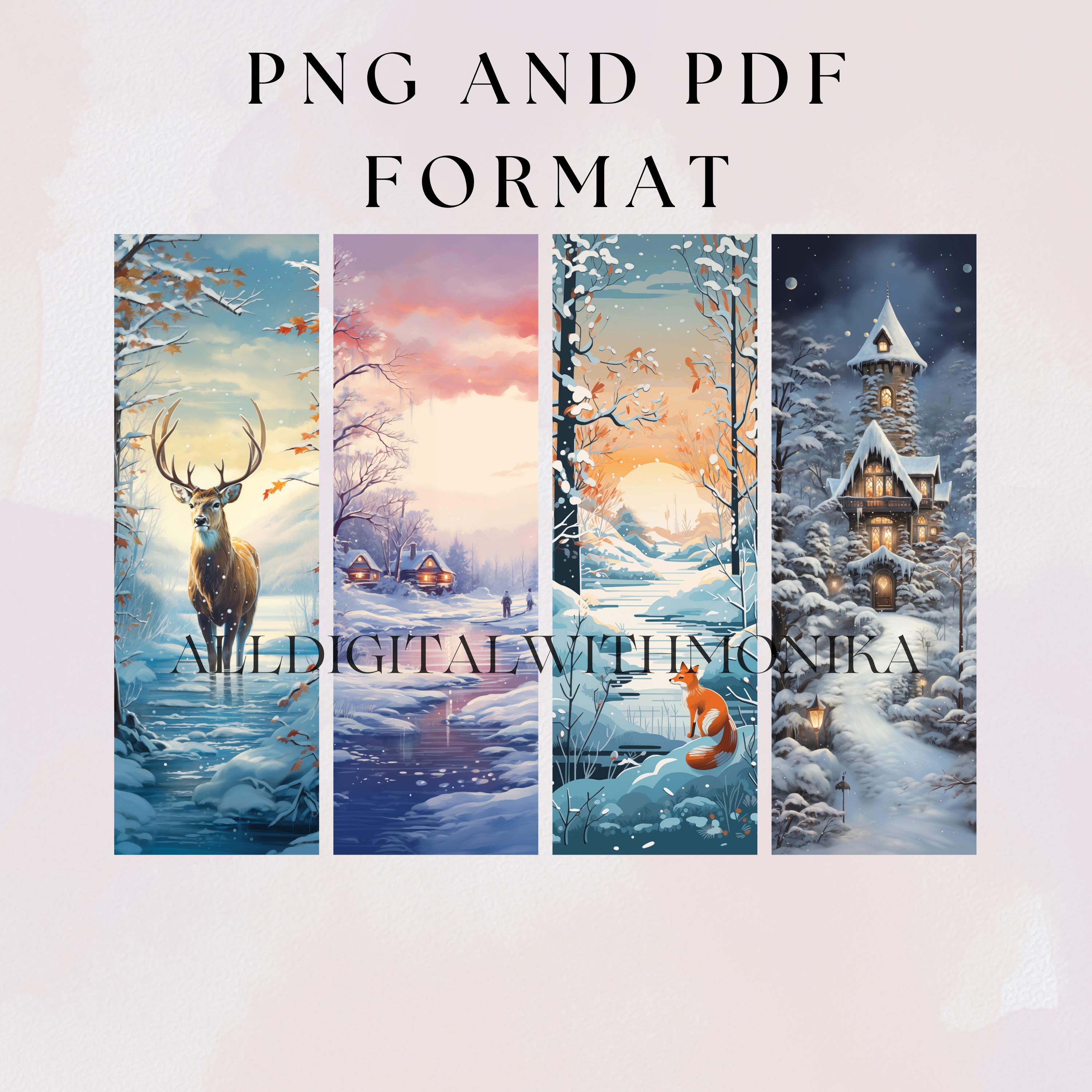 Winter Themed Printable Bookmark Set Reading Gift Printable Book Lover ...