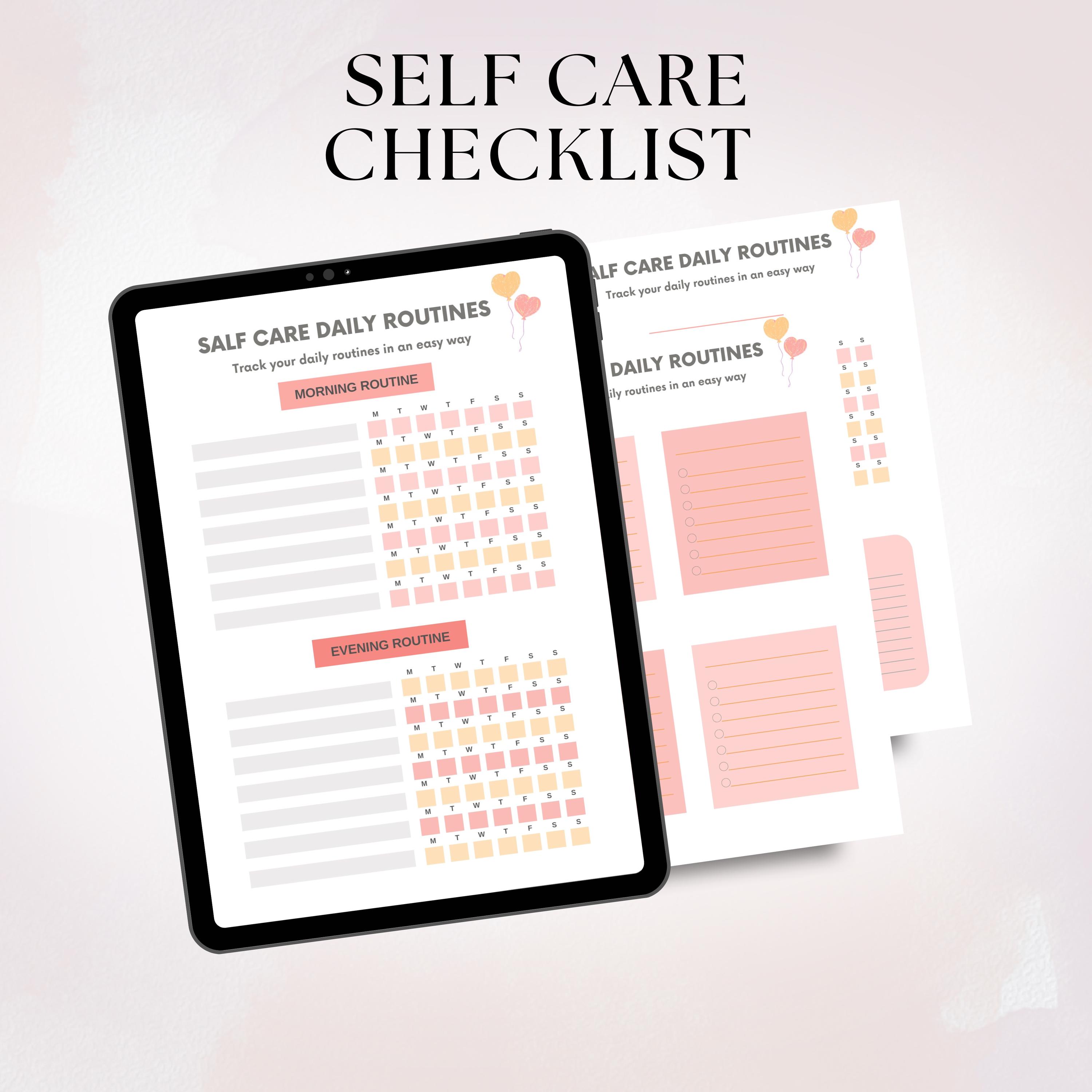 Simple Daily Self-care Checklist Printable, Daily Wellness Tracker ...