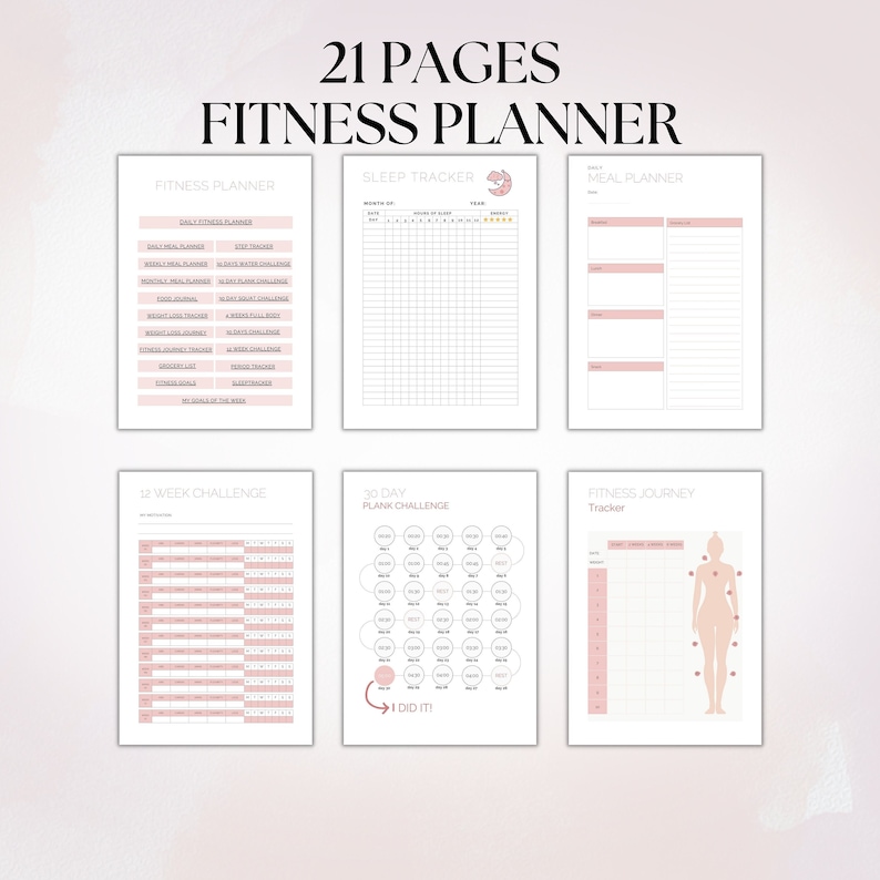 21 Sheet Fitness Planner Printable Workout Planner Digital Download ...