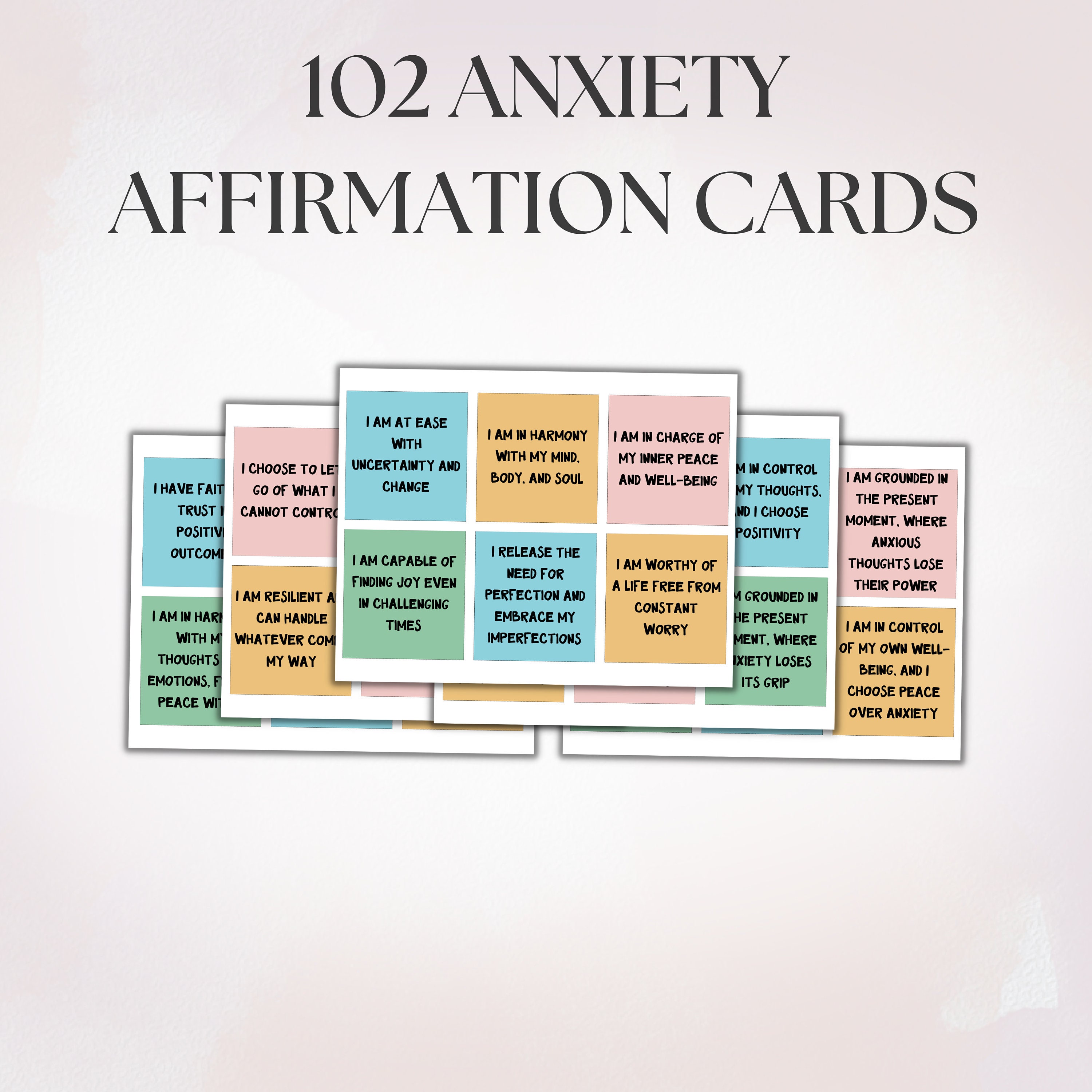 Anxiety Affirmation Cards Printable Anxiety Relief Cards Digital Mental ...