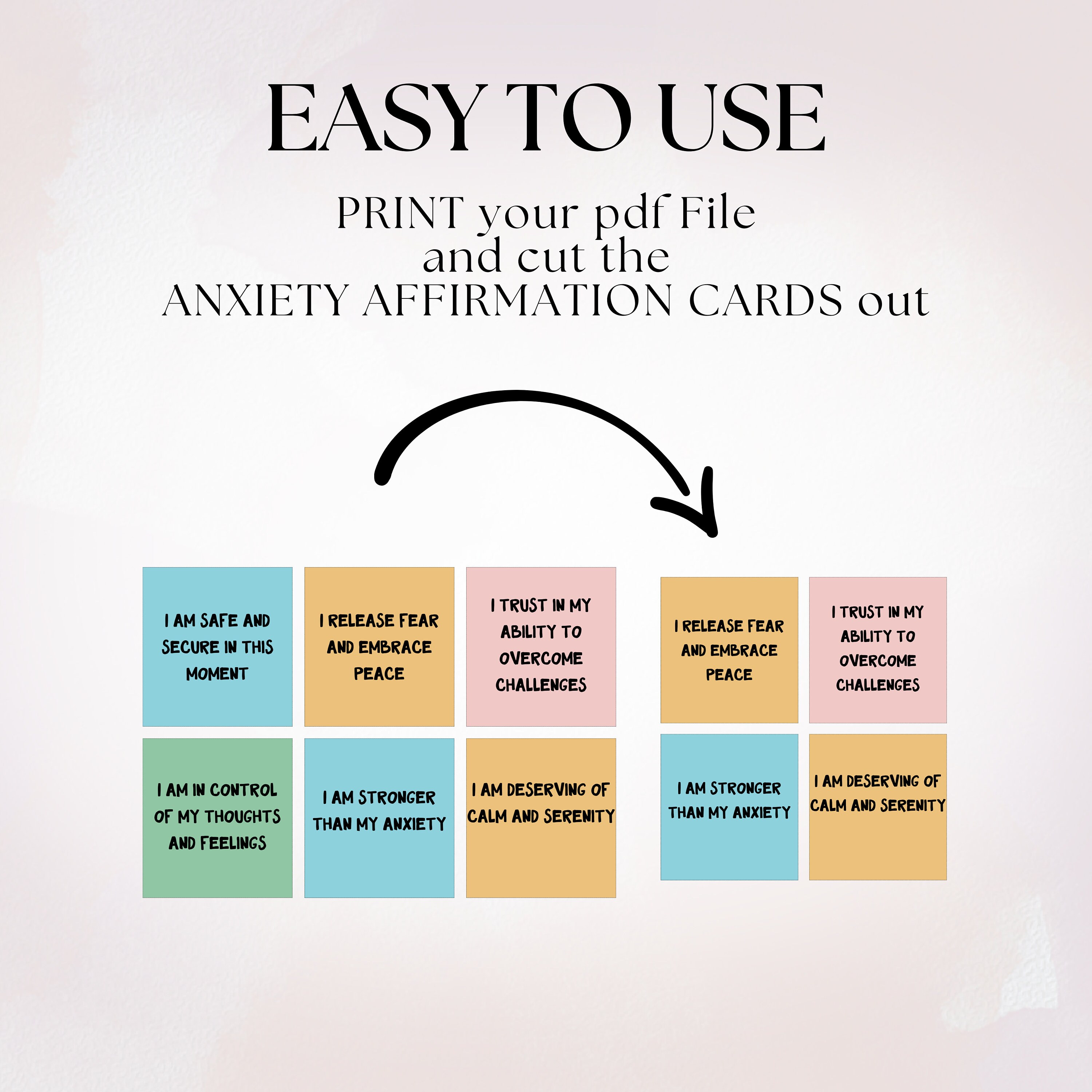 Anxiety Affirmation Cards Printable Anxiety Relief Cards Digital Mental ...