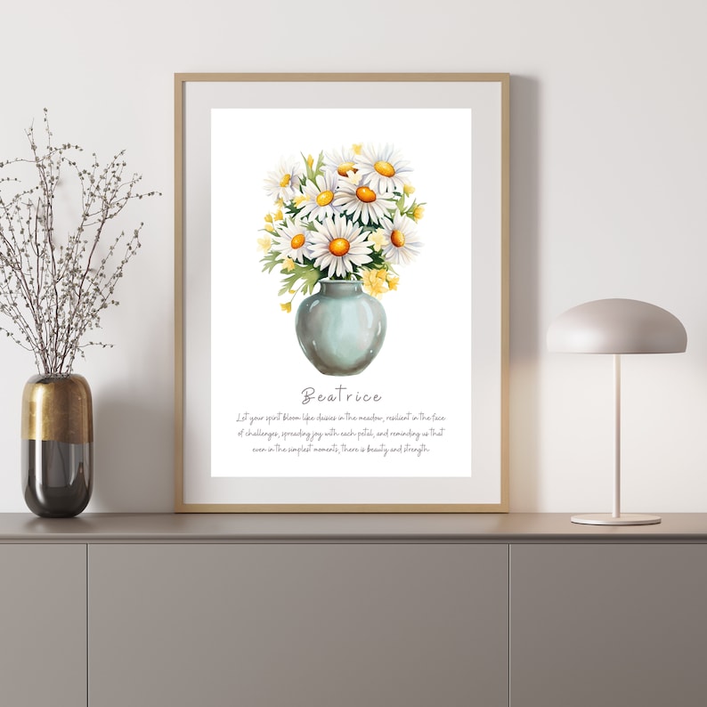 Daisies Birth Month Flower Printable Wall Art Birth Flower Personalized ...