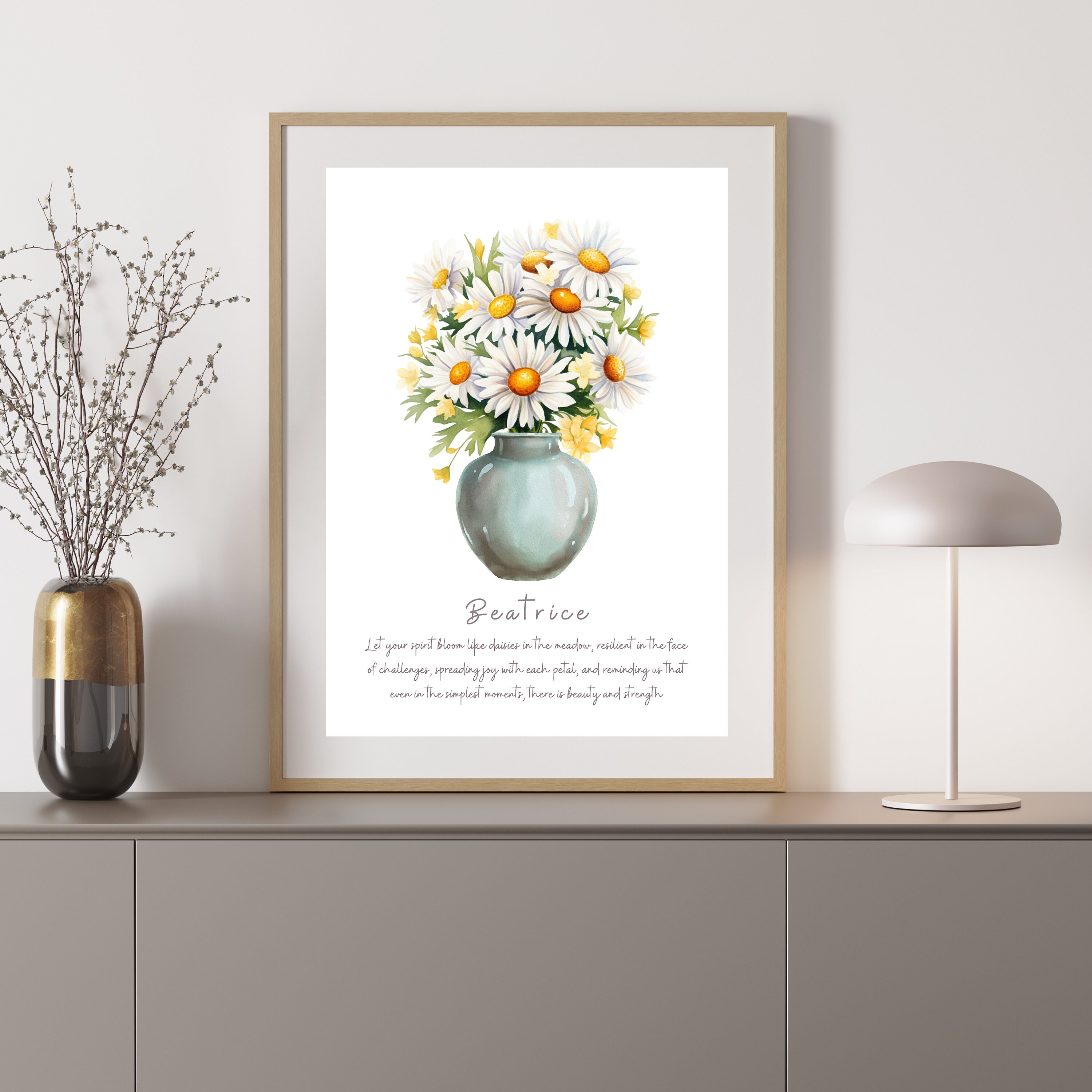 Daisies Birth Month Flower Printable Wall Art Birth Flower Personalized ...