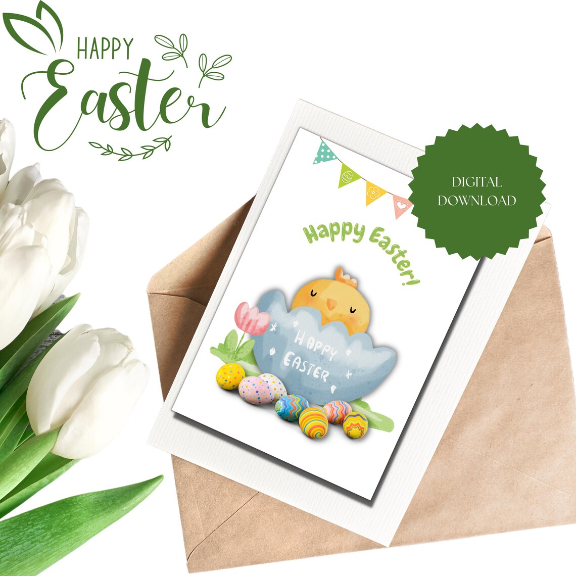 Printable Easter Greeting Card, Digital Happy Easter Card, Printable ...