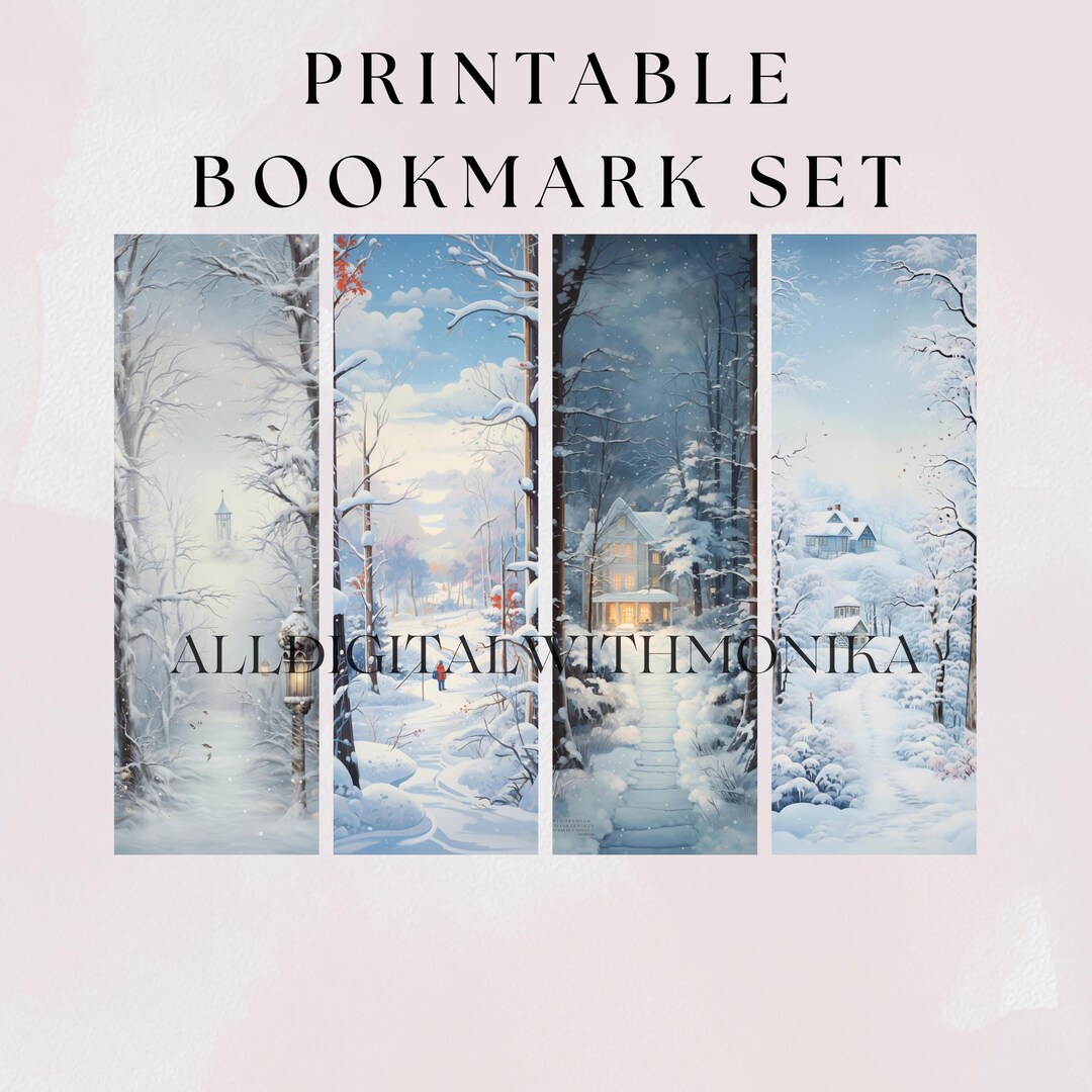 Winter Book Lover Printable Bookmark Set, Reading Gift Digital Download ...