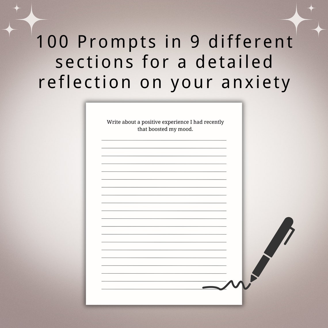 Printable Anxiety Journal With 100 Prompts Digital Anxiety Journal Self ...