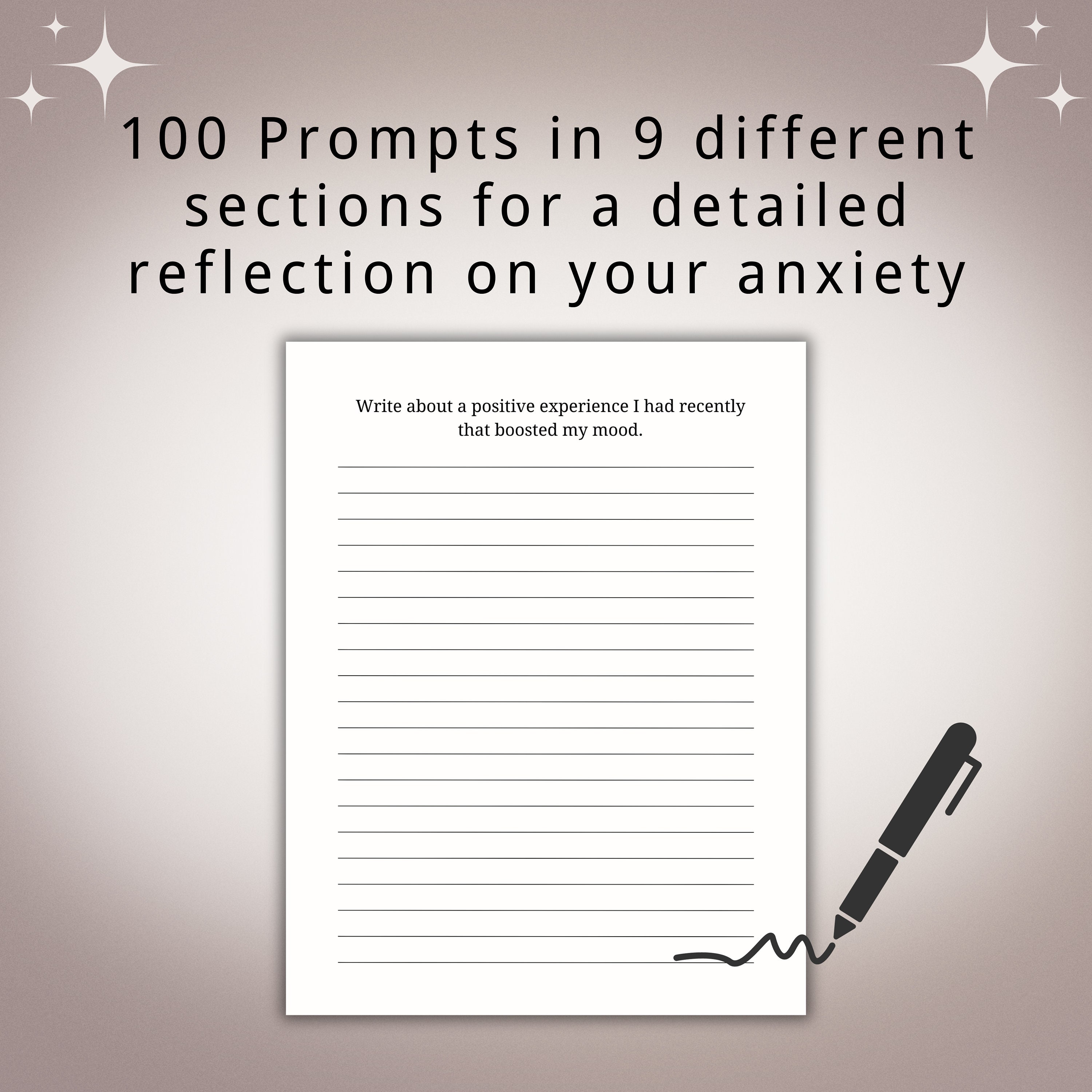 Printable Anxiety Journal With 100 Prompts Digital Anxiety Journal Self ...