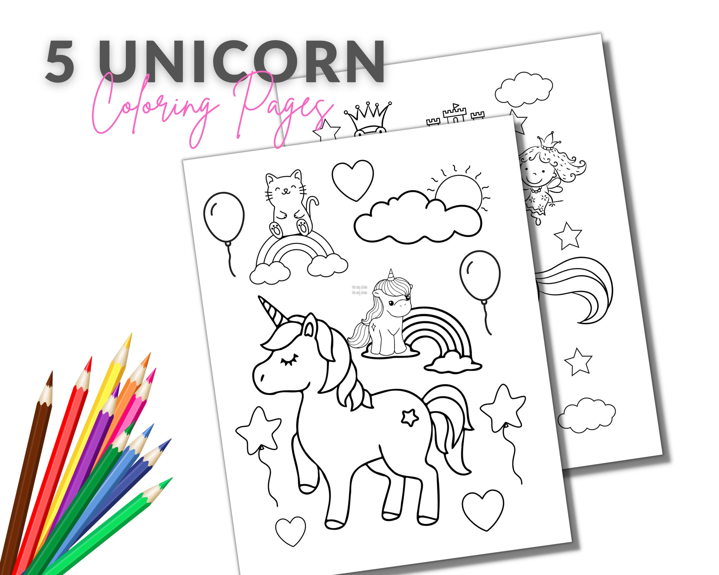 5 Unicorn Printable Coloring Pages Unicorn Coloring Pages for Kids ...