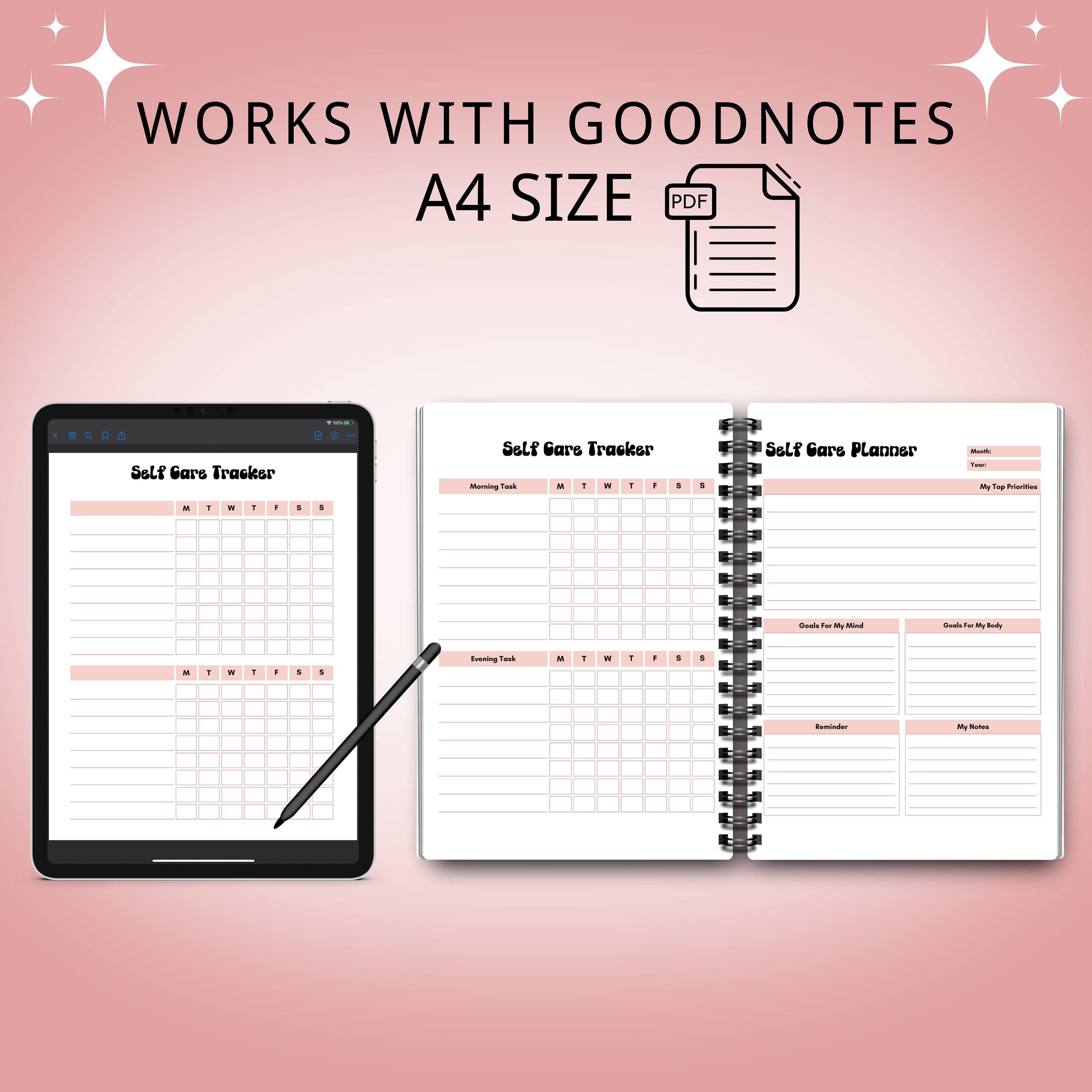 Printable Self Care Planner Printable Selfcare Planner Digital Selfcare
