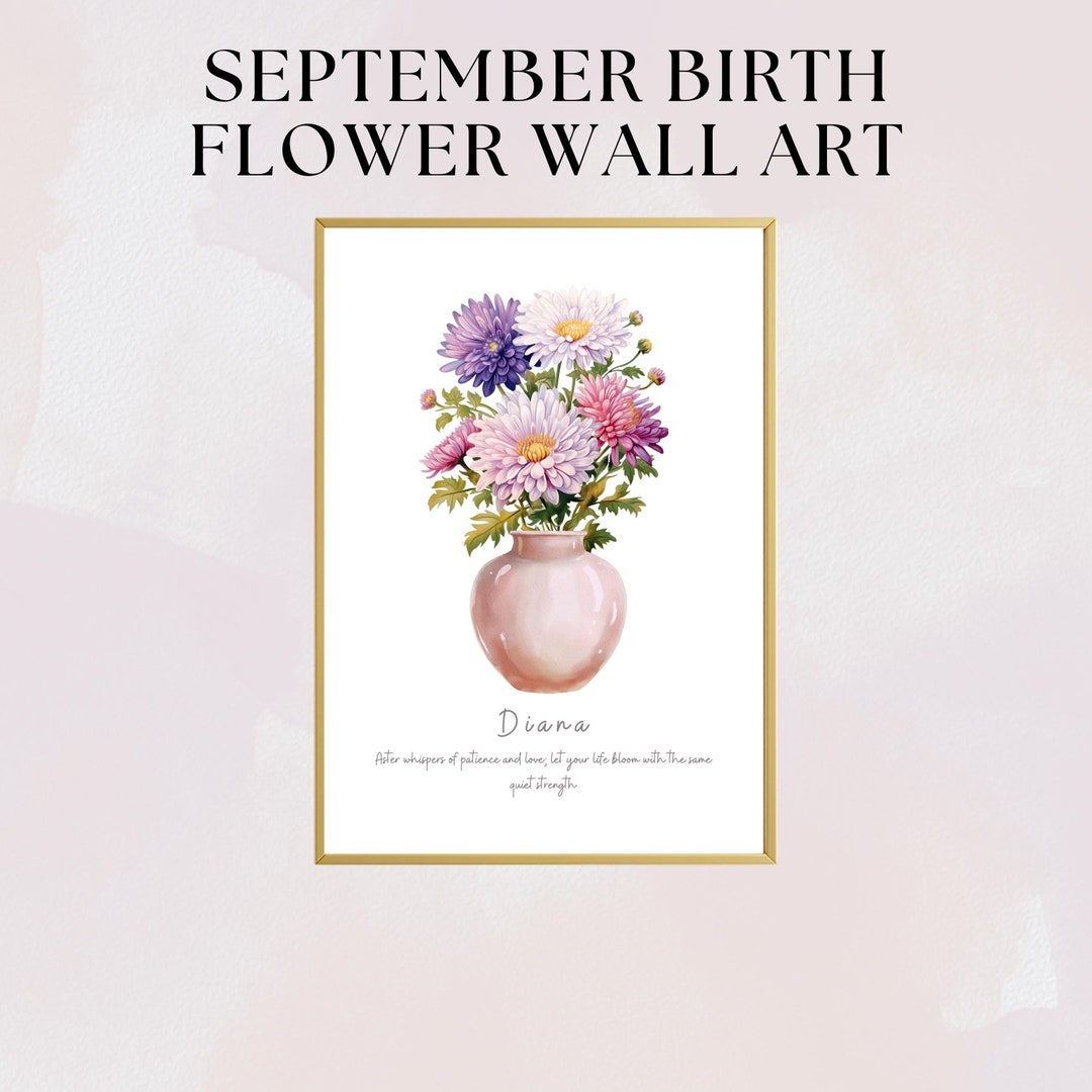 Personalized Birth Flower Printable Poster, Custom Birth Month Flower ...