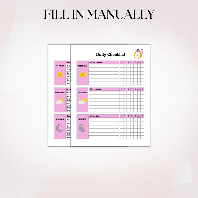 Printable Daily Task Checklist for Girls, Digital Back to School Chores ...