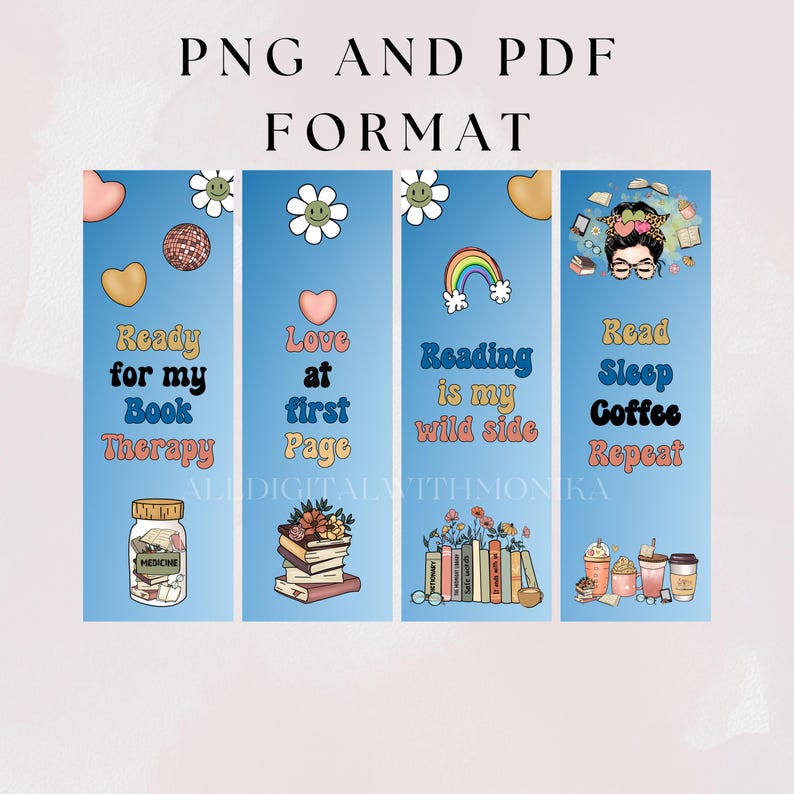 Printable Bookmark With Retro Flair Digital Download Book Lover Gift ...