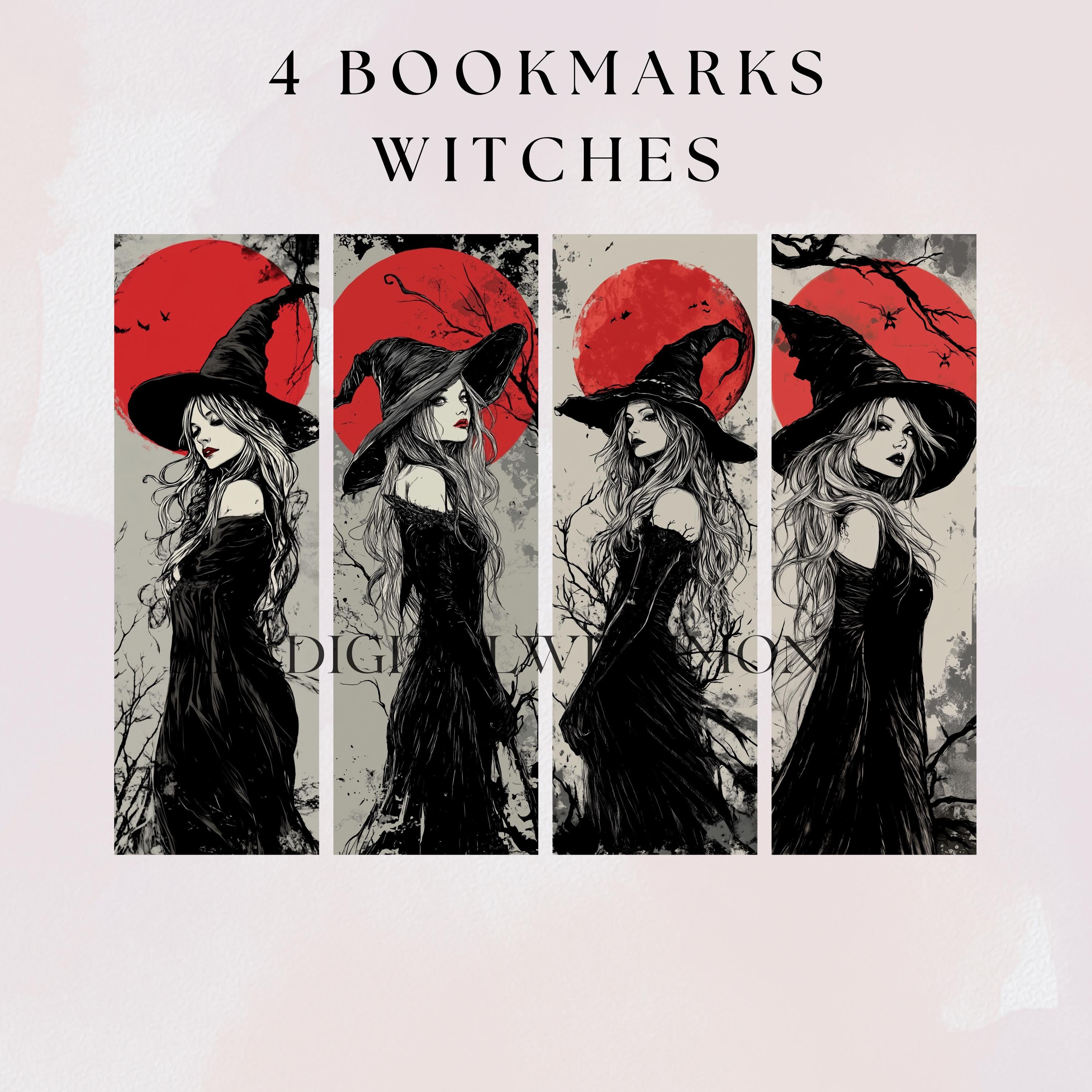 Halloween Witches Bookmark Printable Set, Book Lover Gift Digital ...