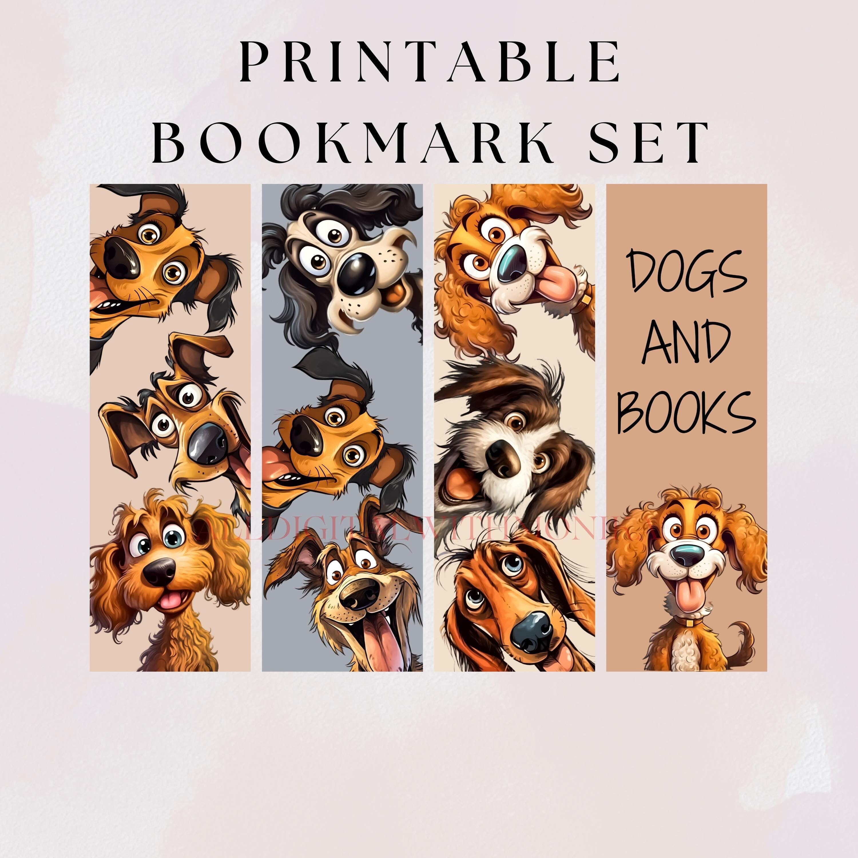 Funny Dogs Bookmark Printable Cute Dogs Motif Book Mark Digital ...