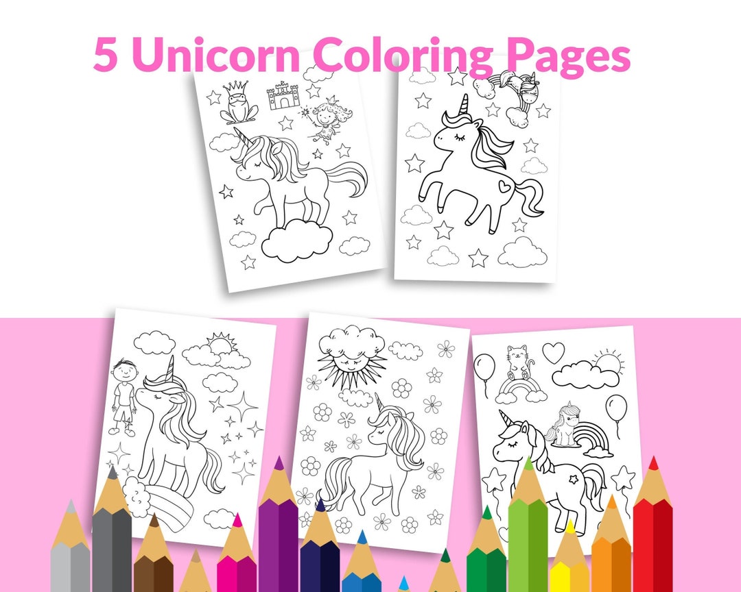 5 Unicorn Printable Coloring Pages Unicorn Coloring Pages for Kids ...