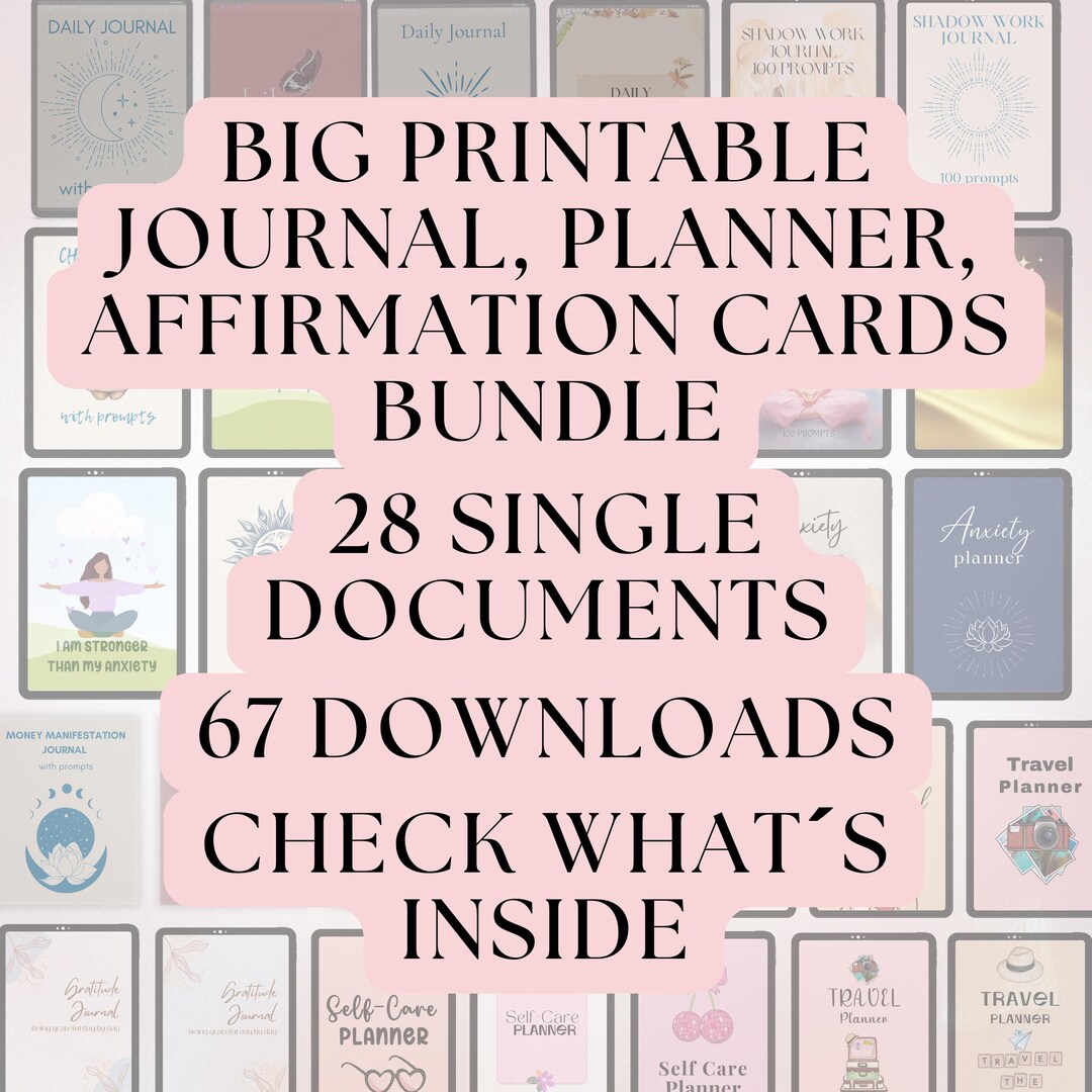Printable Shop Bundle With Daily Journals, Planners and Affirmation ...
