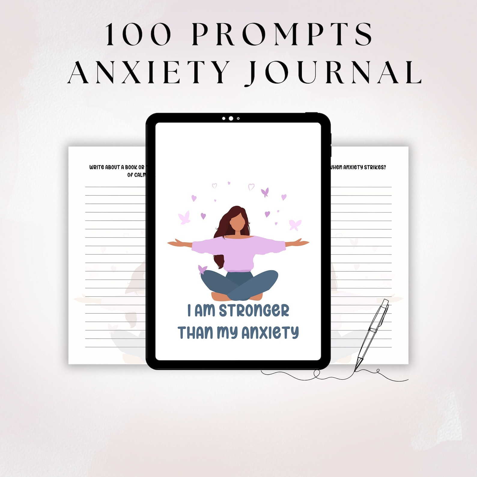 Anxiety Relief Journal 100 Prompts Printable, Mental Health Journaling ...