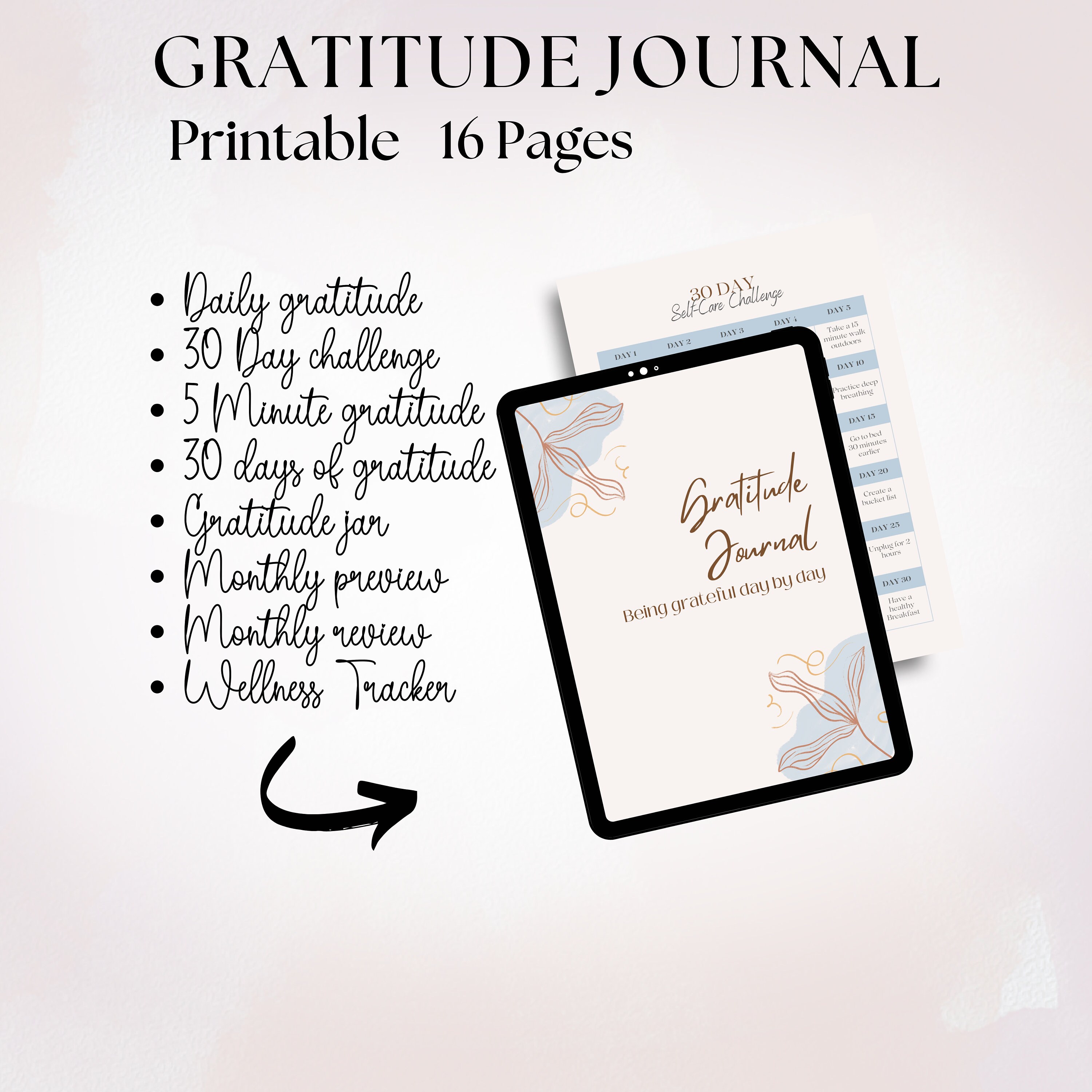 Gratitude Journal Printable Daily Gratitude Journal With Prompts ...