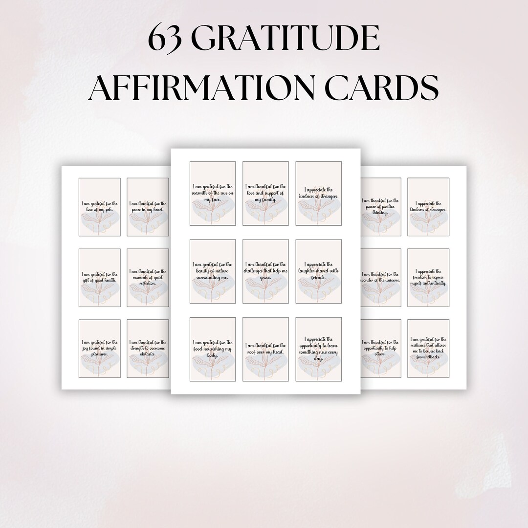 Printable Gratitude Affirmation Cards Digital Mindfulness Affirmations ...