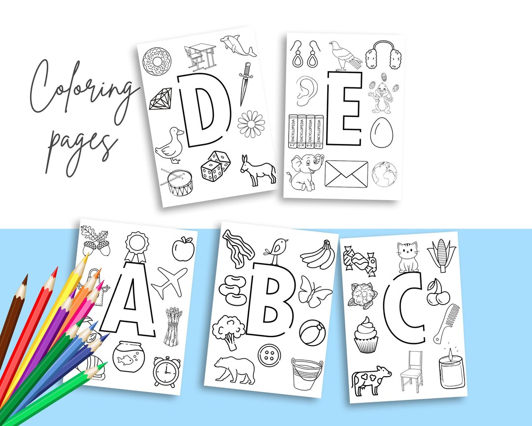 5 ABC Coloring Pages for Kids Coloring Page Printable Coloring Sheet ...