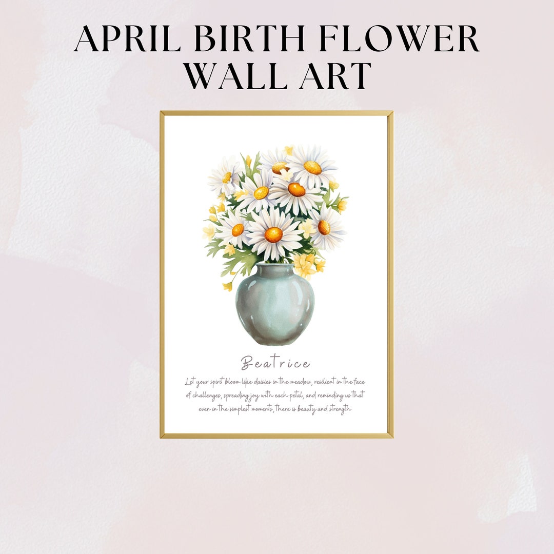 Daisies Birth Month Flower Printable Wall Art Birth Flower Personalized ...