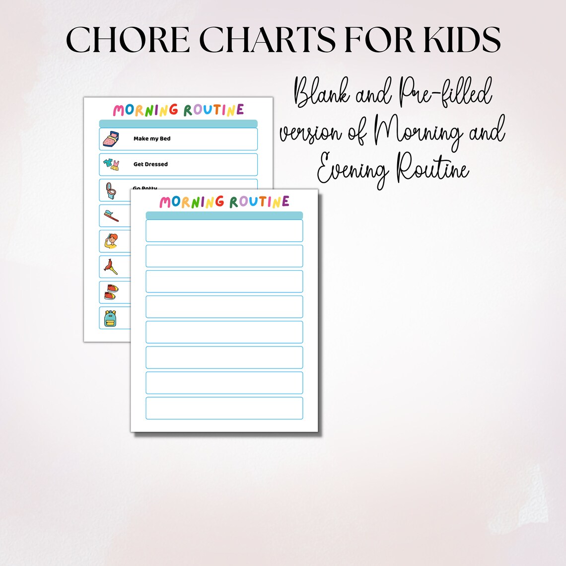 Daily Chore Chart for Kids Printable Responsibility Chart Reward Chart ...
