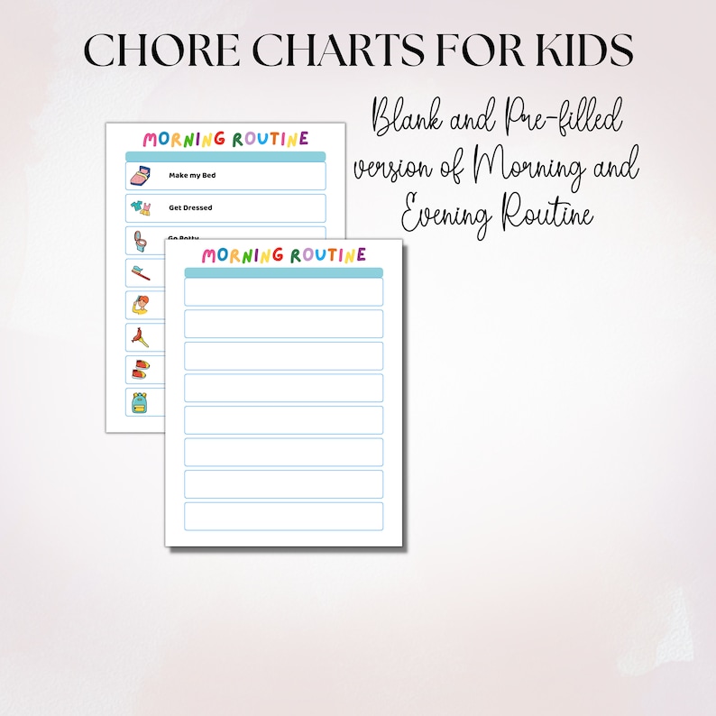 Daily Chore Chart for Kids, Printable Responsibility Chart, Reward ...