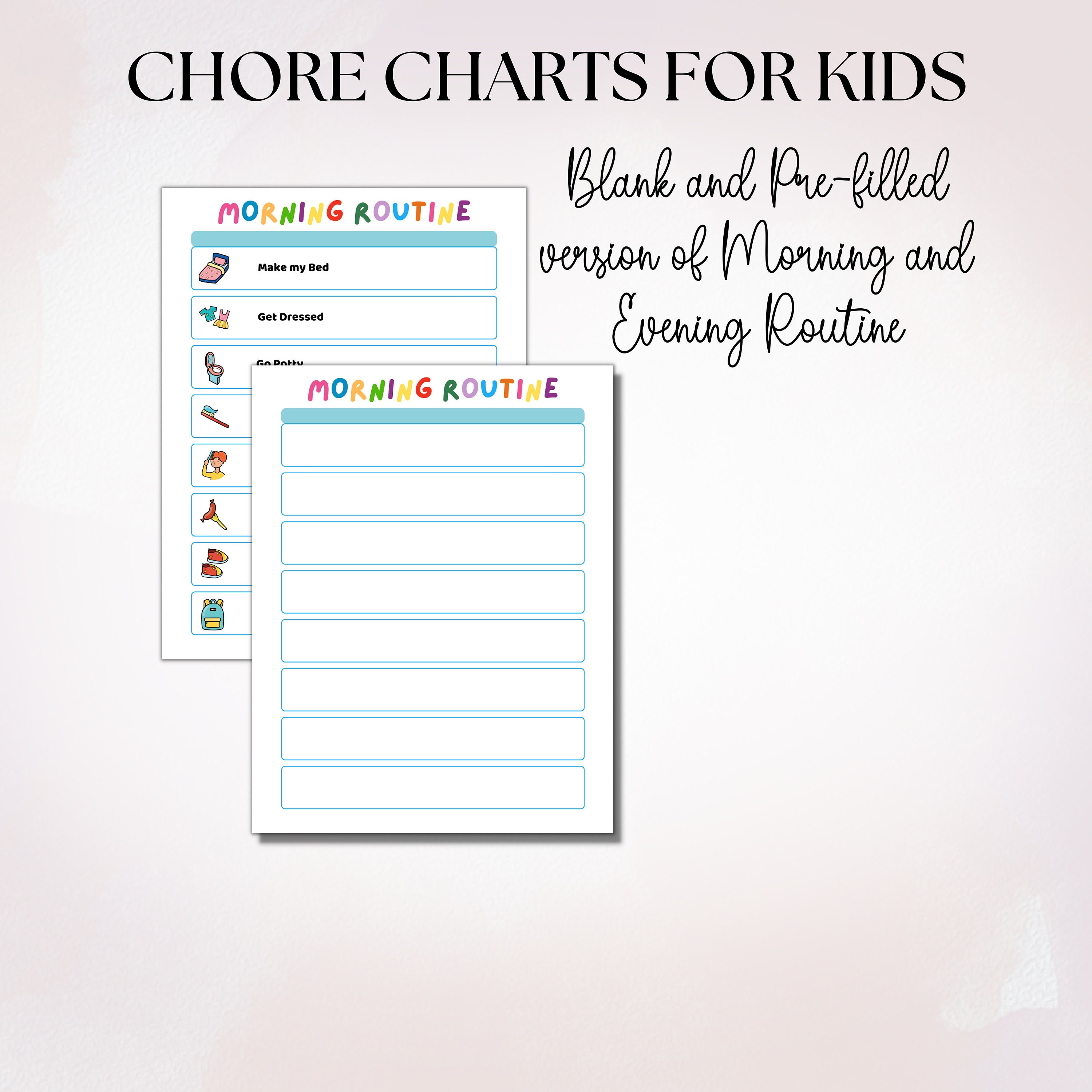 Daily Chore Chart for Kids Printable Responsibility Chart Reward Chart ...