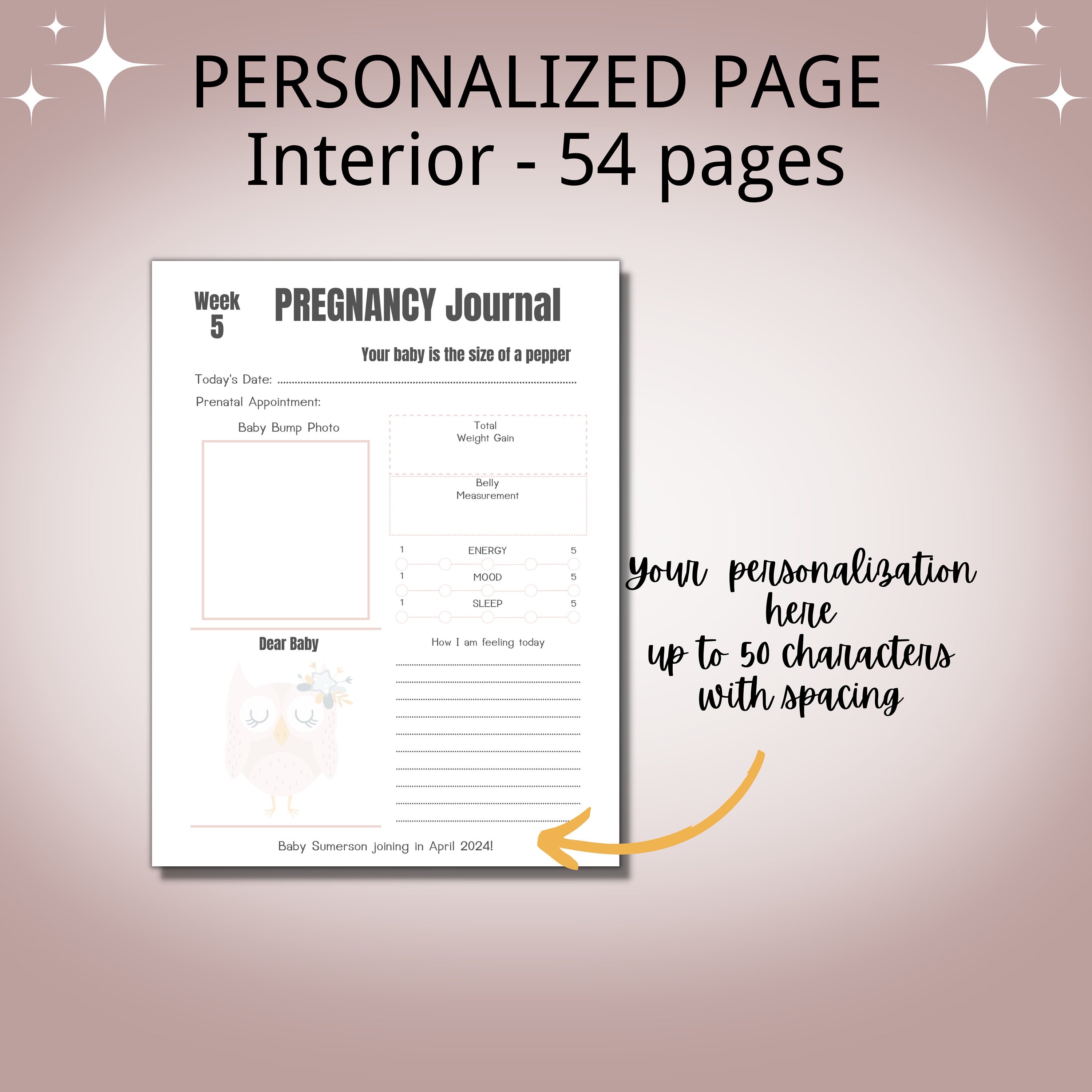 Personalized Pregnancy Journal Printable Custom Pregnancy Planner ...