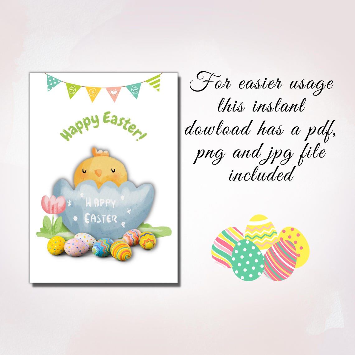 Printable Easter Greeting Card, Digital Happy Easter Card, Printable ...