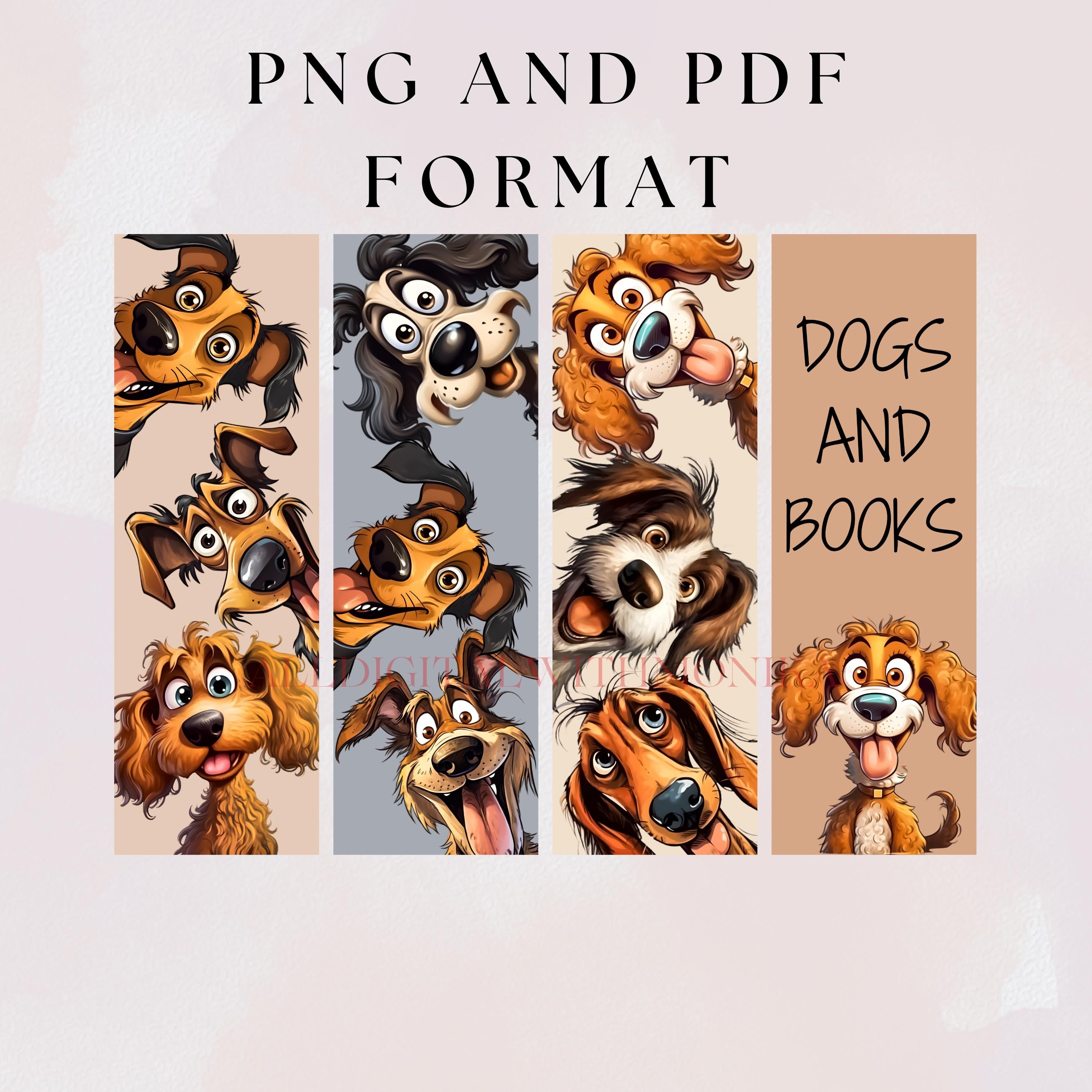Funny Dogs Bookmark Printable, Cute Dogs Motif Book Mark Digital ...