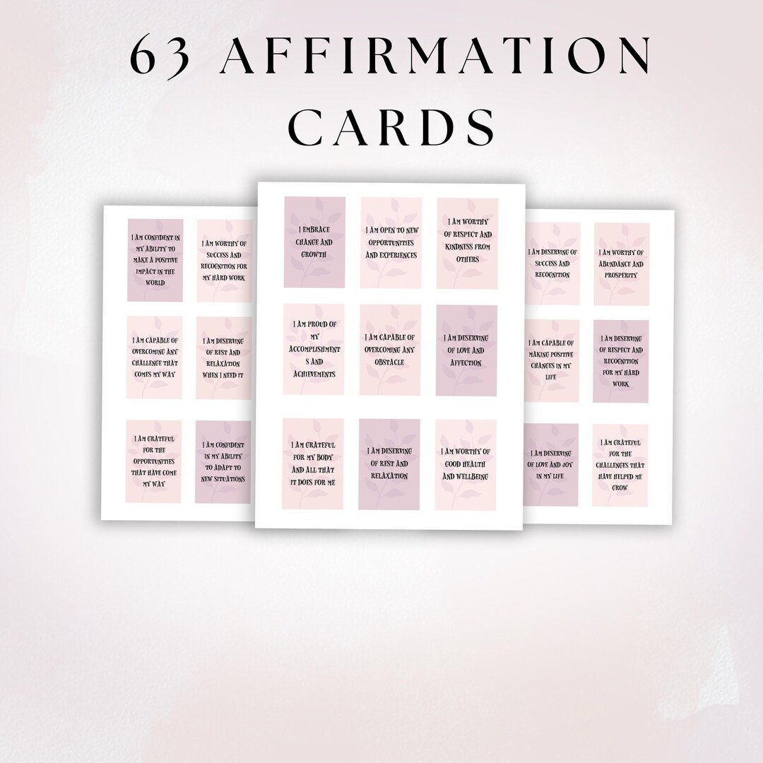 Printable Daily Affirmations, Digital Motivational Cards for Self ...