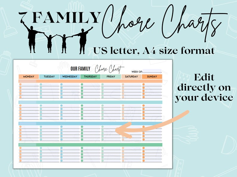 Family Cleaning Checklist Printable Cleaning Schedule Editable - Etsy