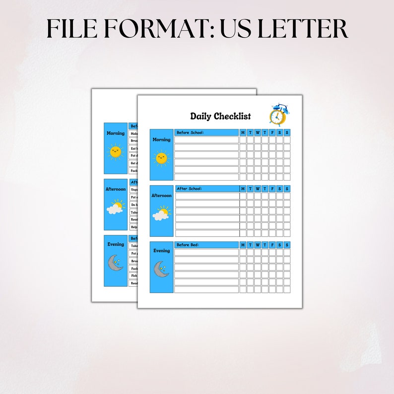 Back to School Daily Checklist Printable, Daily to Do Checklist for ...